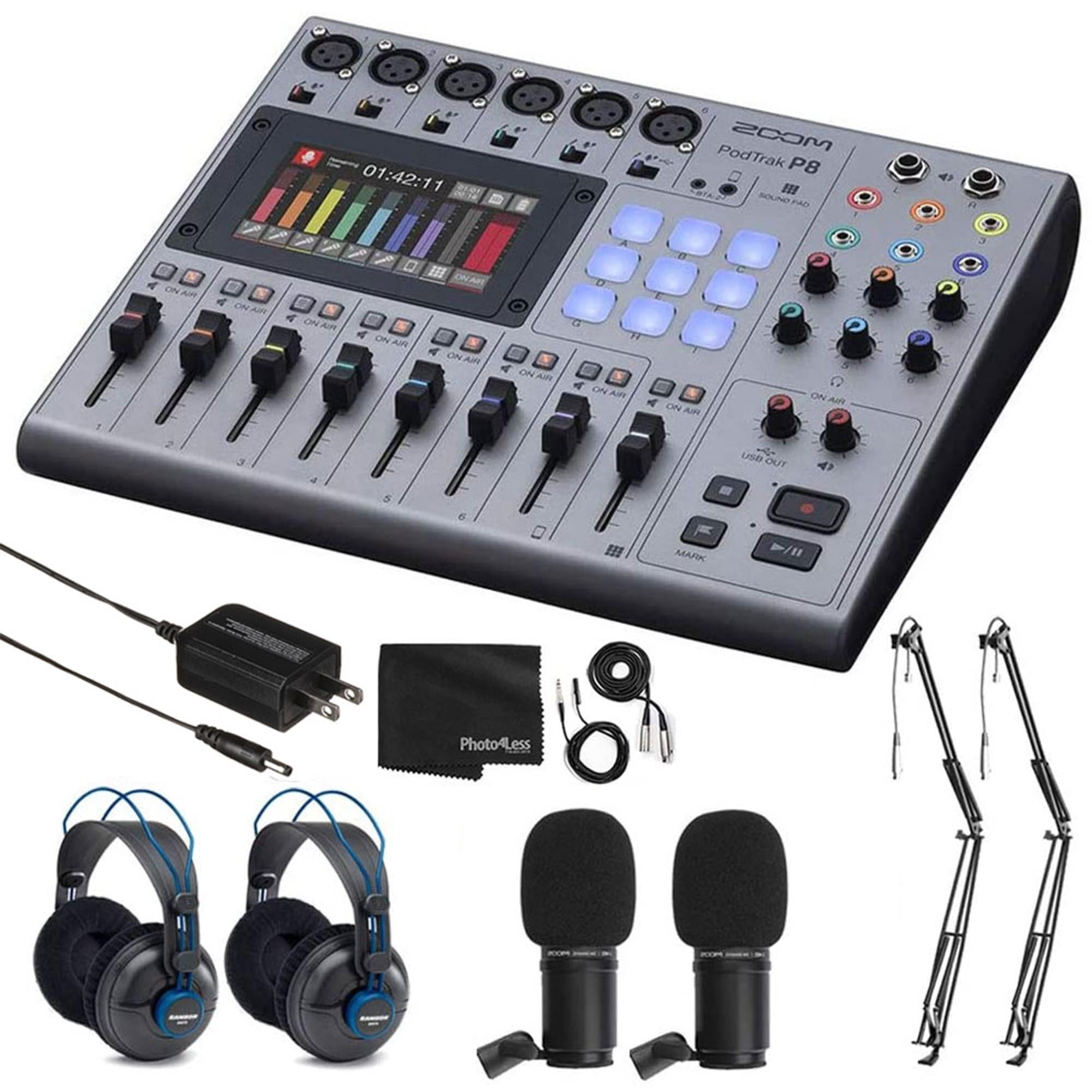 Zoom PodTrak P8 Multitrack Podcast Recorder + 2x Zoom ZDM-1 Dynamic ...