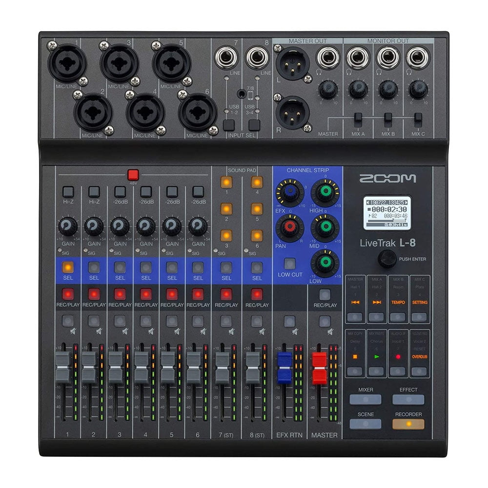 Zoom Pro Sound LiveTrak L-8 Digital Audio Recorder & Mixer with 8 ...