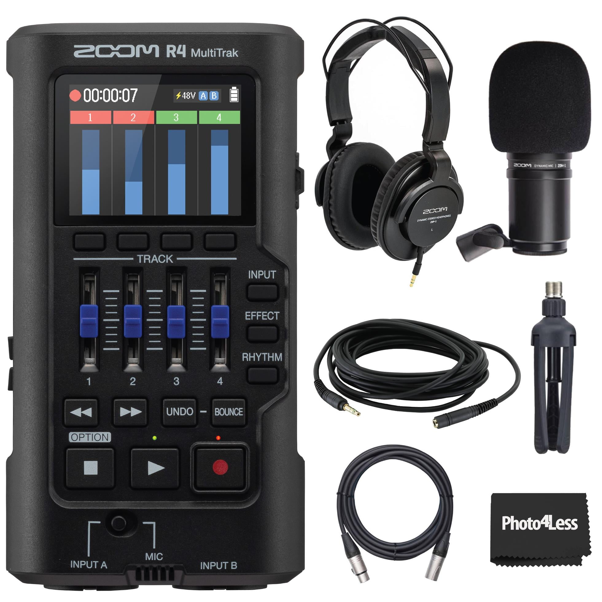 Zoom R4 MultiTrak 32-Bit Float Recorder with Stereo Bouncing Bundle ...