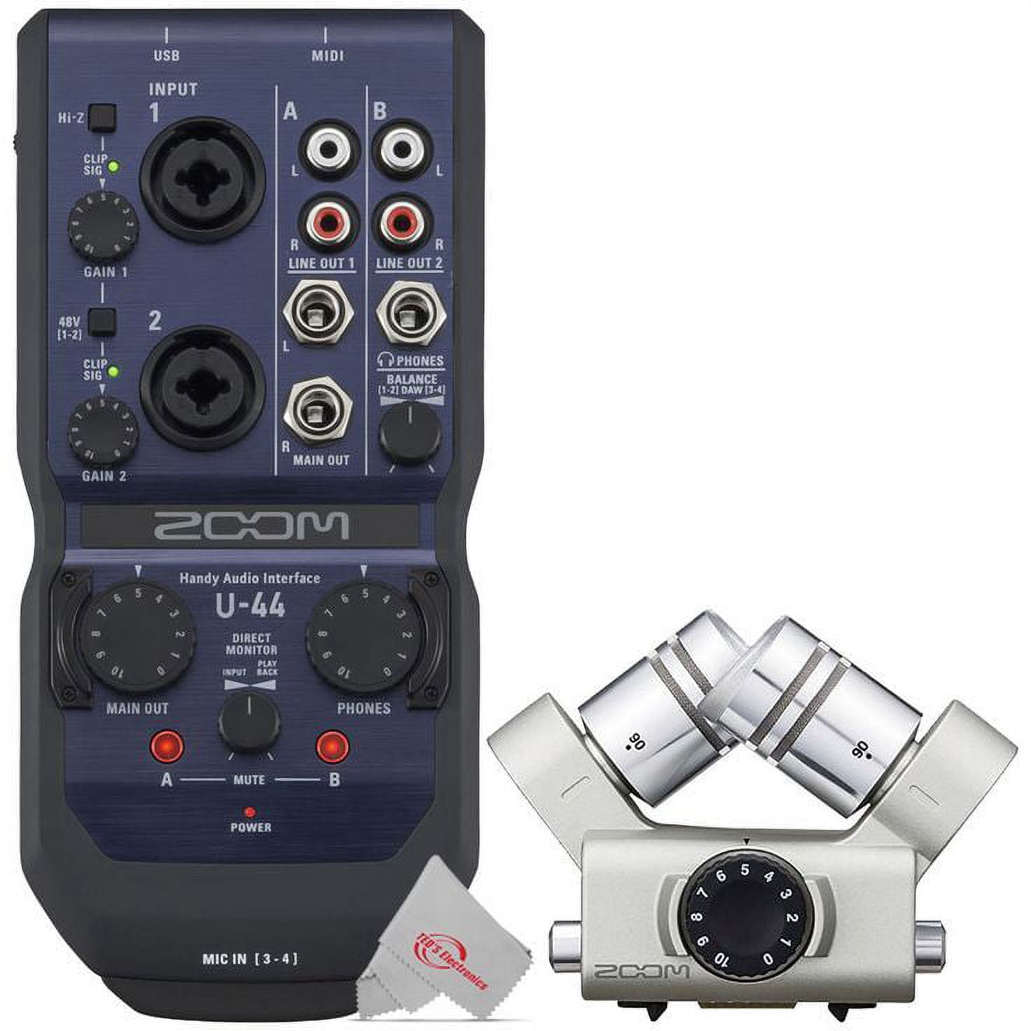 Zoom U-44 Portable 4x4 USB Handy Audio / MIDI Interface with XYH-6 Mic ...