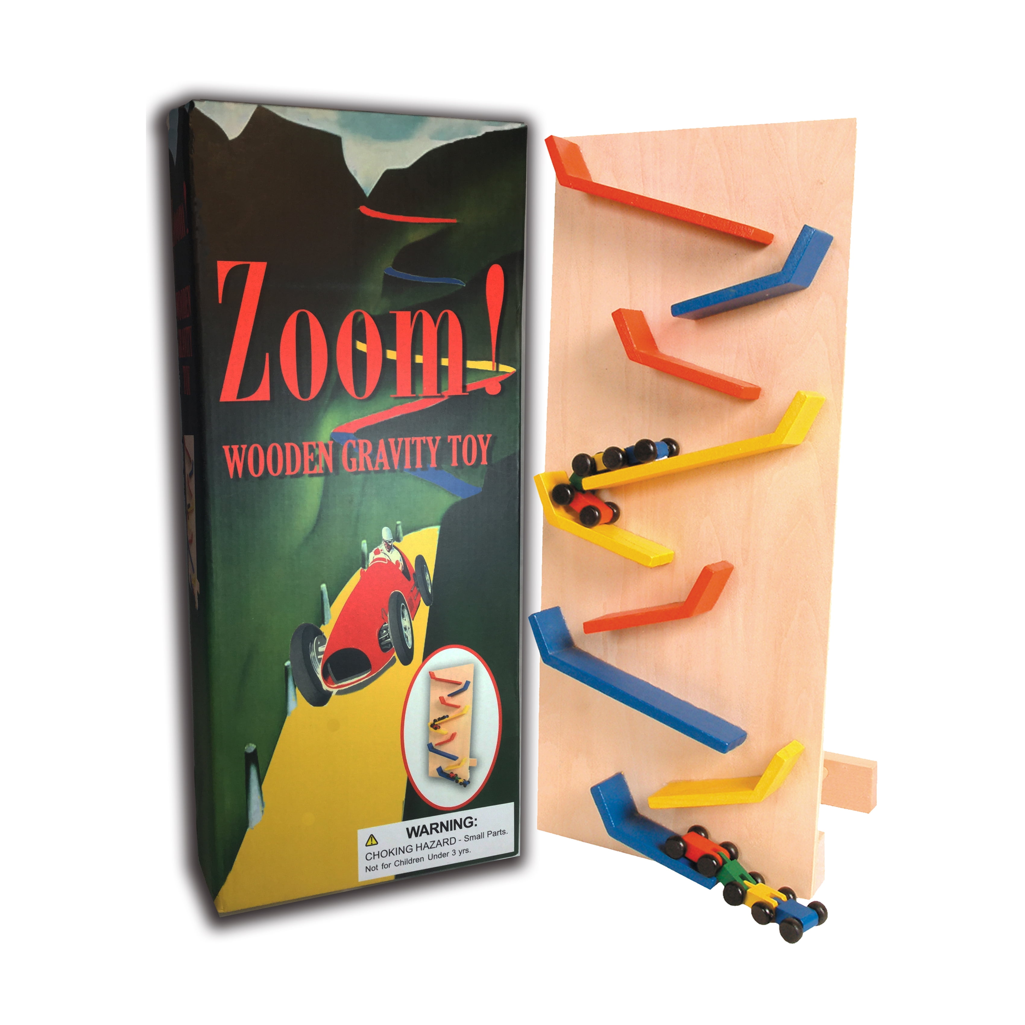 Zoom! Wooden Gravity Toy - Colorful Wooden Racer - Walmart.com