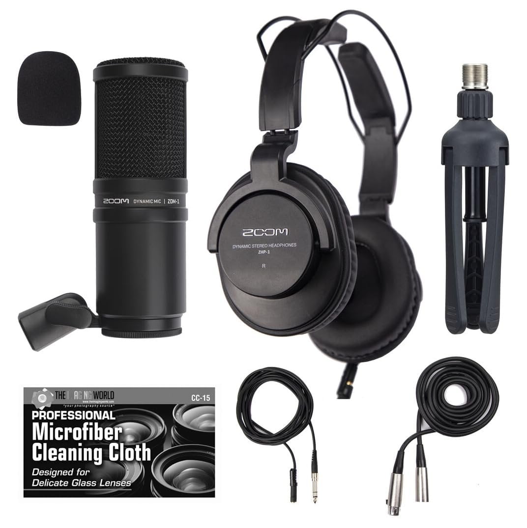 Zoom ZDM-1 Podcast Mic Bundle with Headphones, Windscreen, XLR, and ...