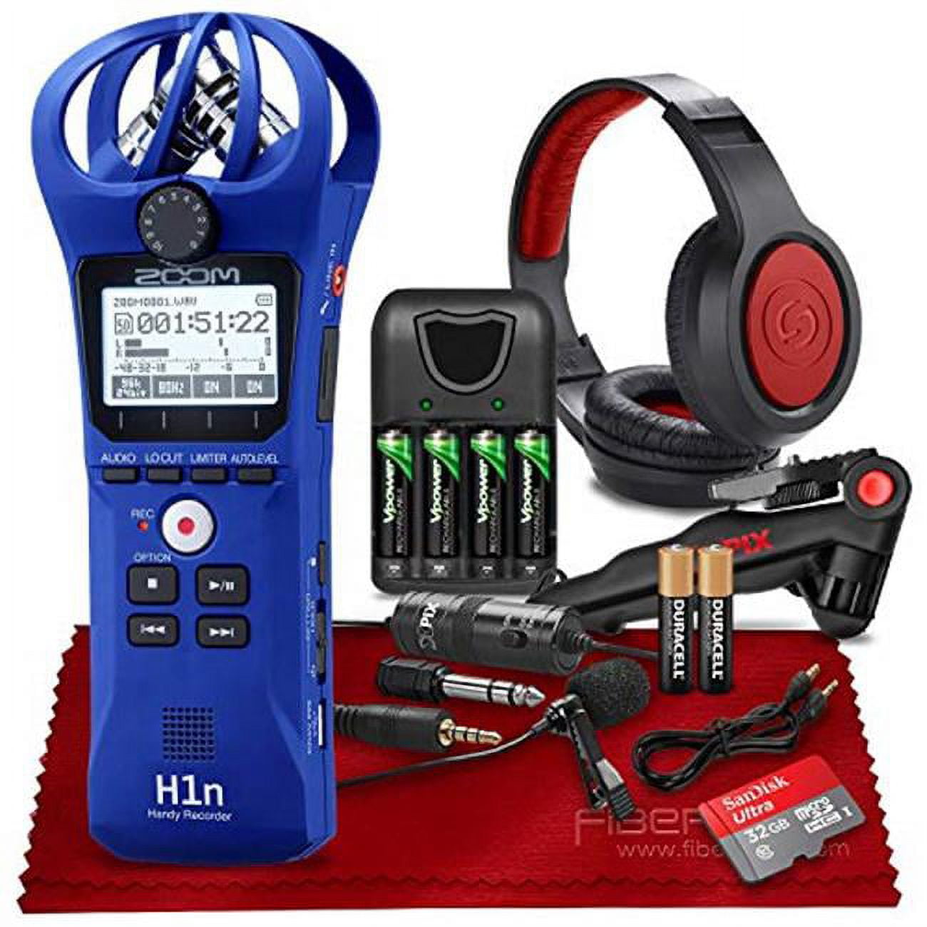 Zoom ZOOM-H1N-BLUE-P-KIT3862-NFBA H1n 32 GB SD Card 2-Input & 2-Track ...