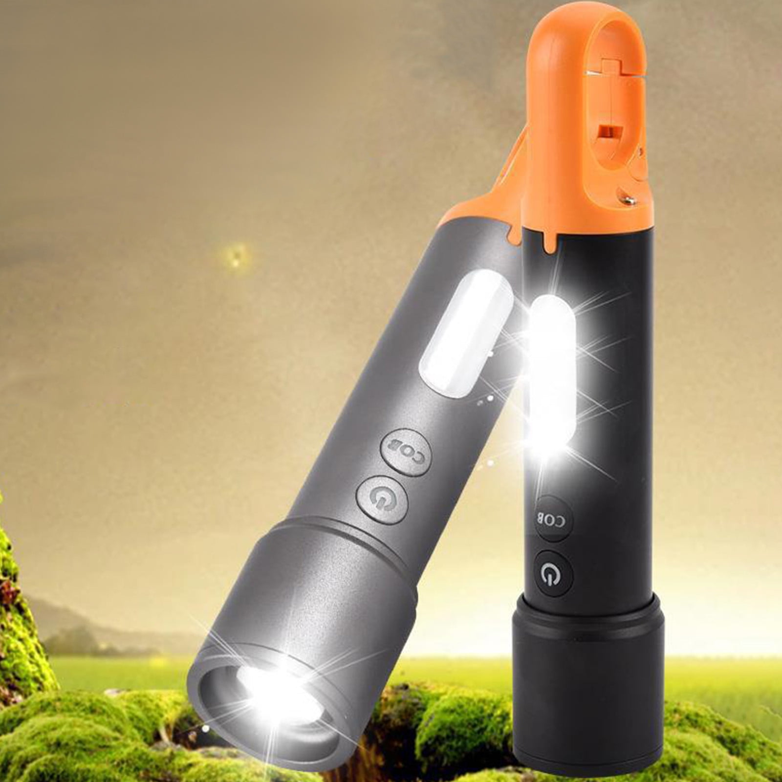 Zoomable Led Flashlight Cob Sidelight Rechargeable Lantern Portable Torch 9 Gears Waterproof ...