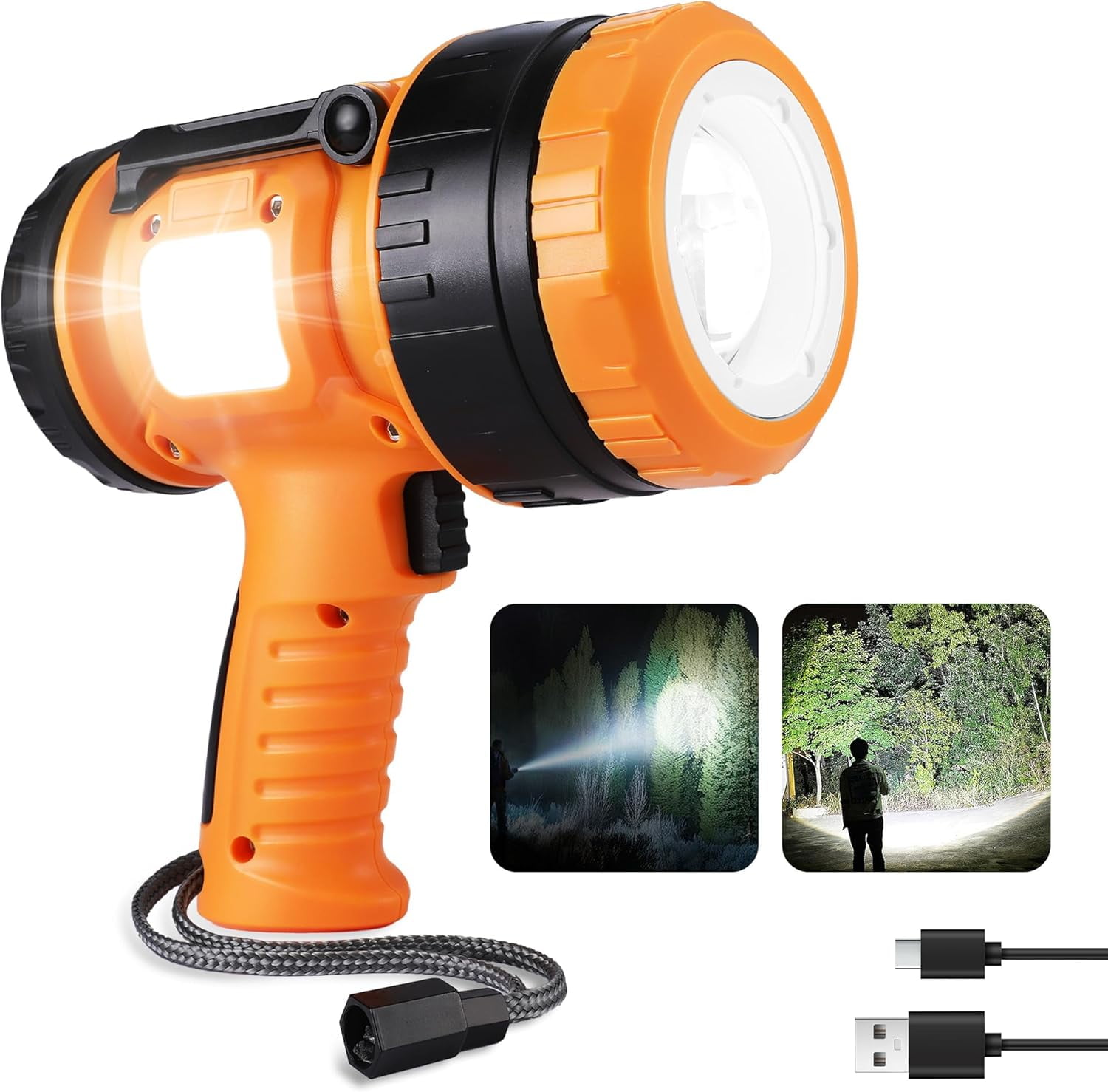 Zoomable Rechargeable Spotlight with Foldable Stand, Handheld LED ...