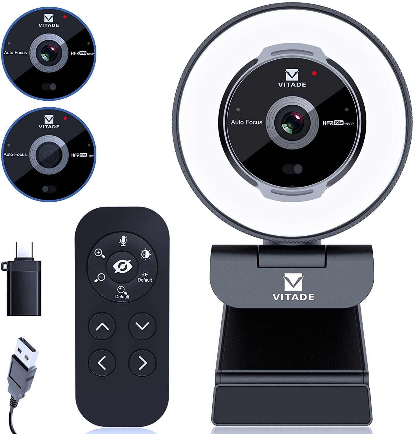 Zoomable Webcam with Remote Control, Vitade 1080P 60FPS Streaming ...