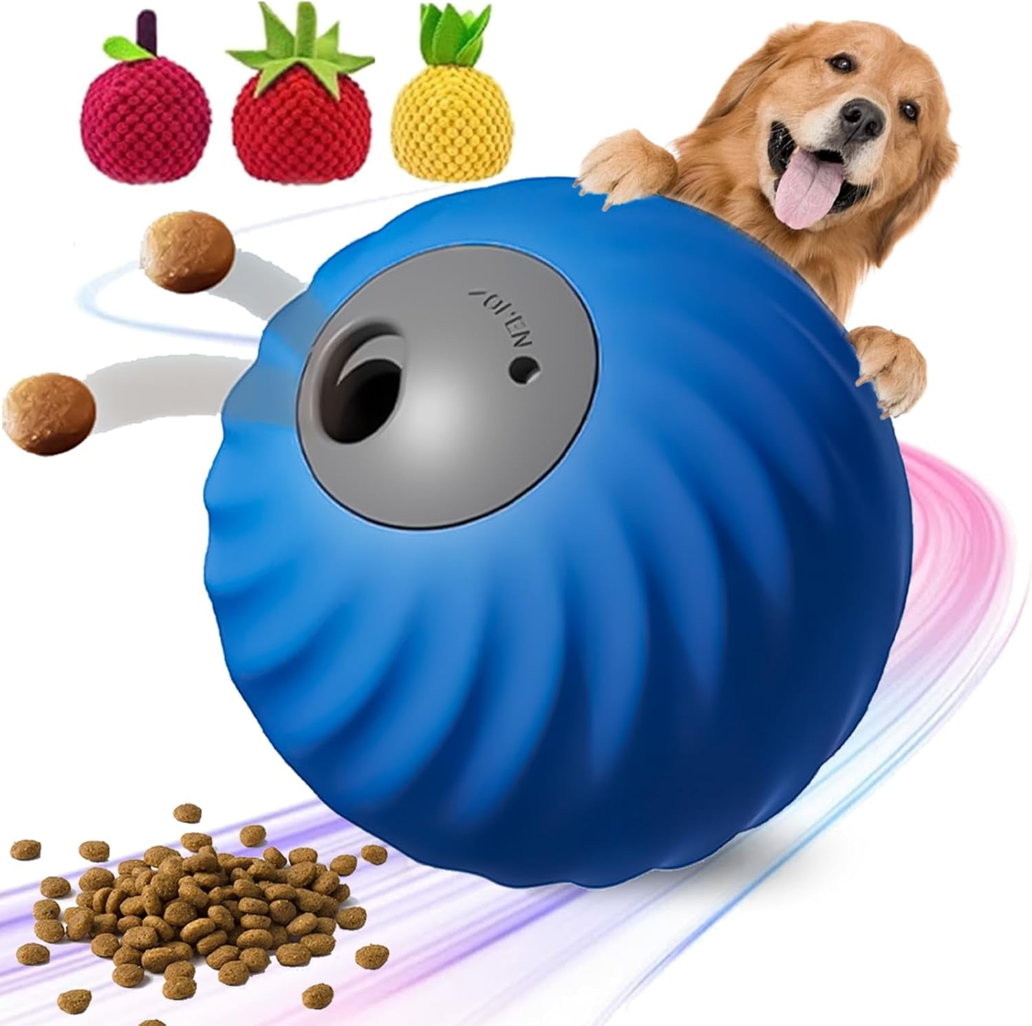 Zoomie Buddy 2.0, Pet Rolling Feeding Ball Blue, Interactive Dog Balls ...
