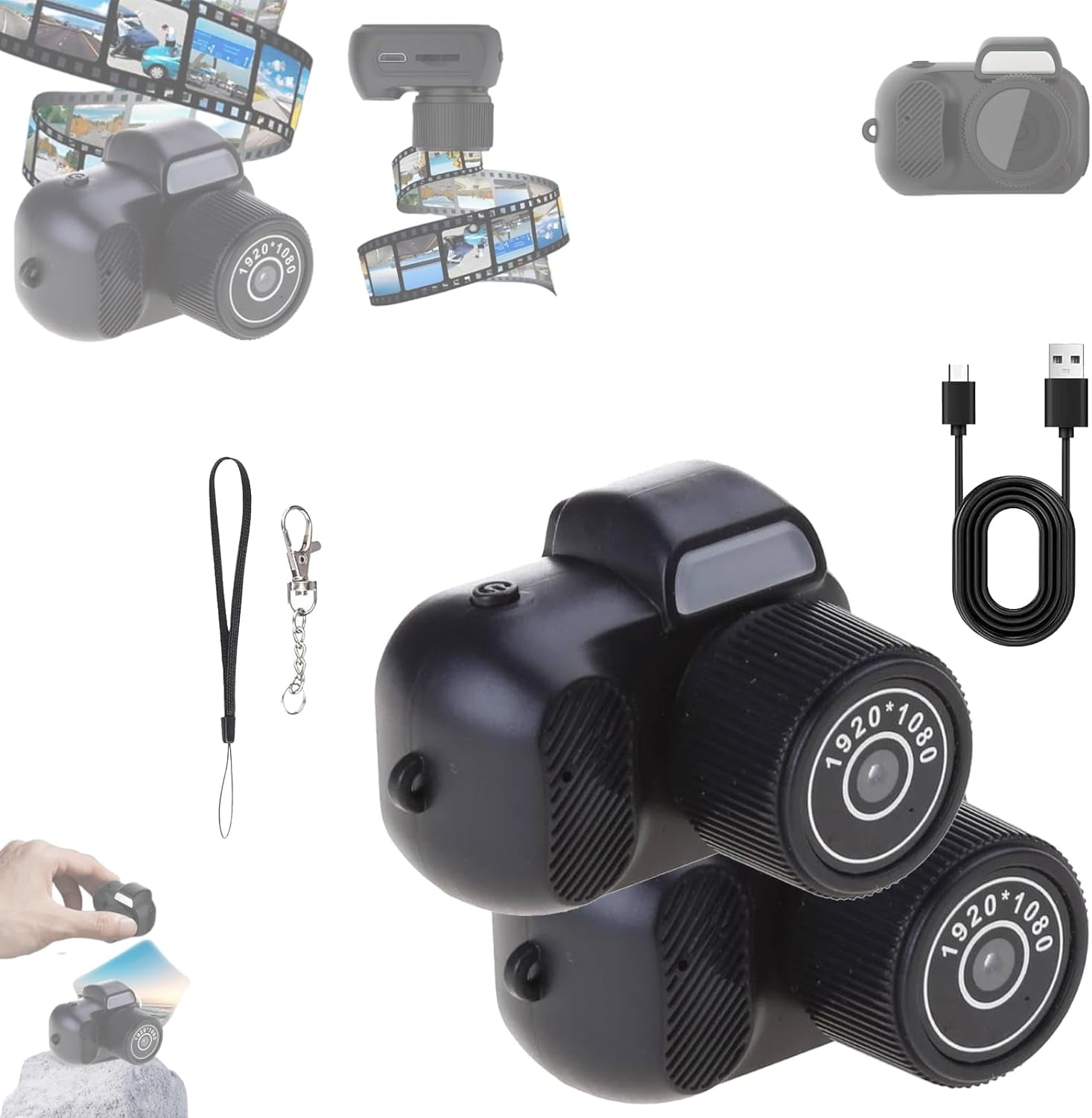 Zoomu Mini Camera Keychain, Mini Camera Keychain, 1080p Small Digital ...