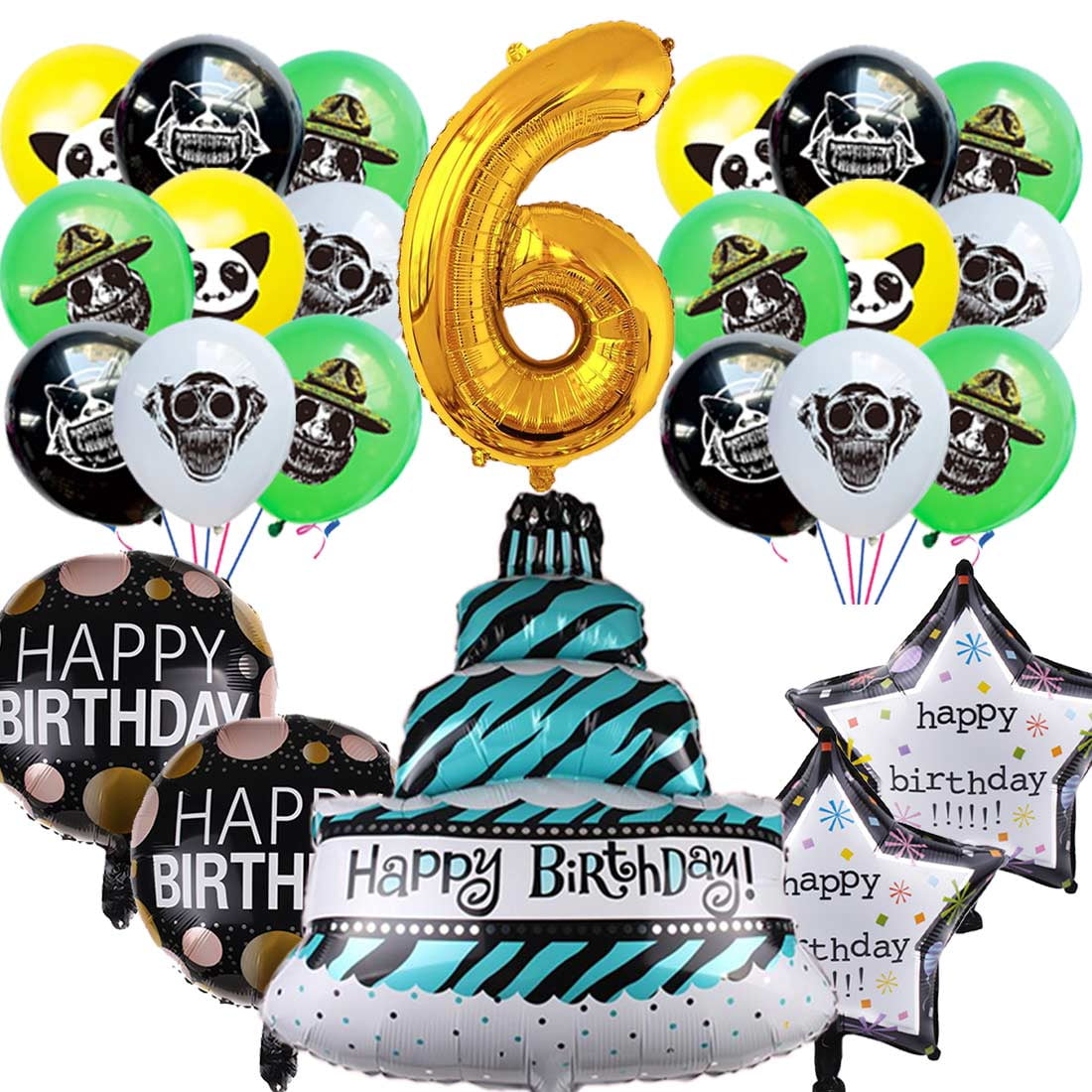 Zoonomaly Balloons Party Supplies 6th Big Number Decorations Decor Kit ...