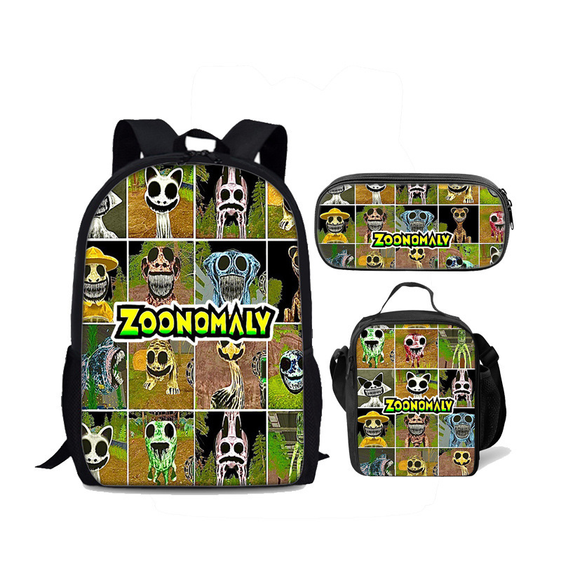 Zoonomaly Student satchel Meal Kit 3-piece Monster Zoo Kids Backpack ...