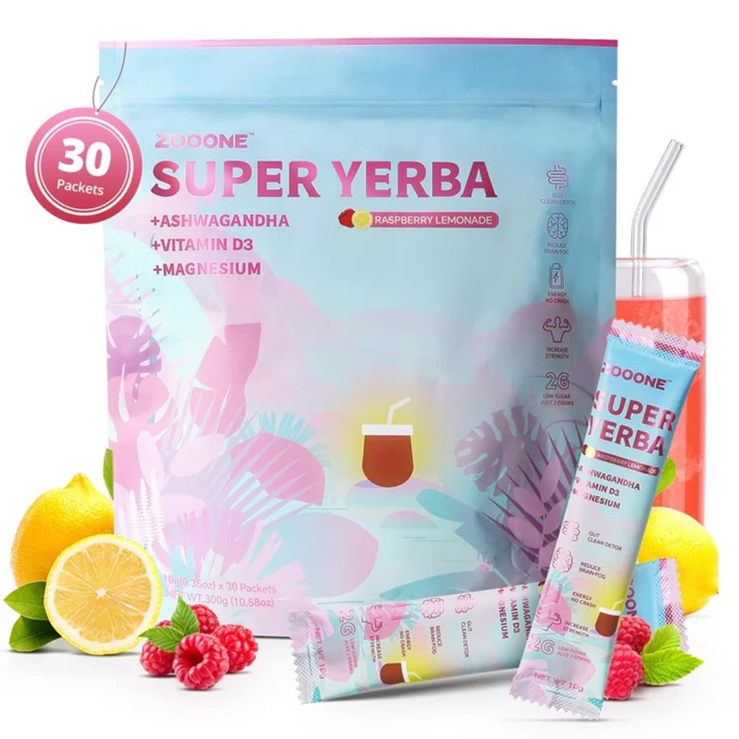 Zooone Super Yerba Mate Instant Tea Powder | Raspberry Lemonade Flavor ...
