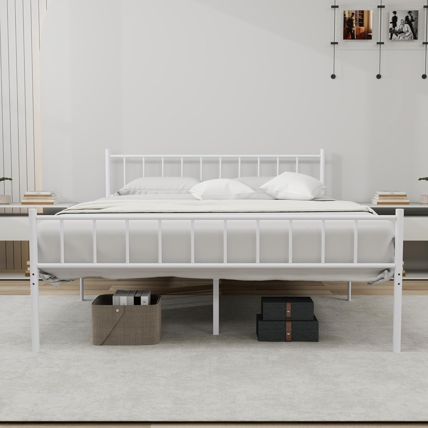 Zoophyter Metal Platform King Bed Frame with Headboard Footboard Strong ...