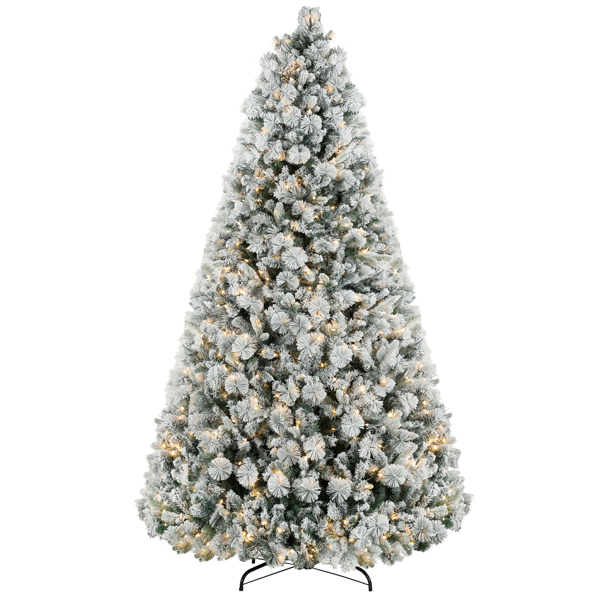 Zootealy 9 ft Prelit Flocked Artificial Christmas Tree with 750 Clear ...