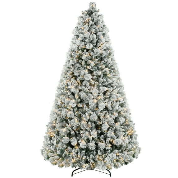 Zootealy 9 ft Prelit Flocked Artificial Christmas Tree with 750 Clear ...