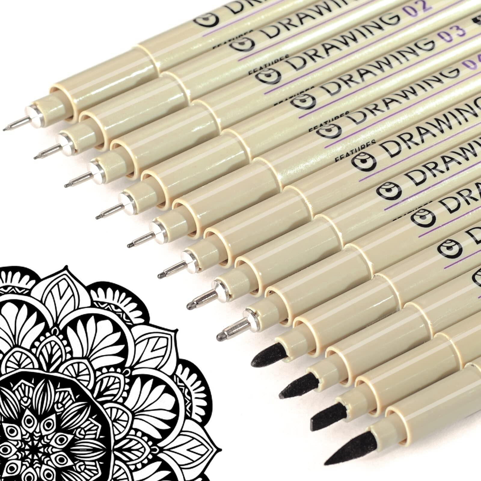 Zootealy Micro-Pen Fine liner Ink Marker, Fine, Black, 12 Pieces ...