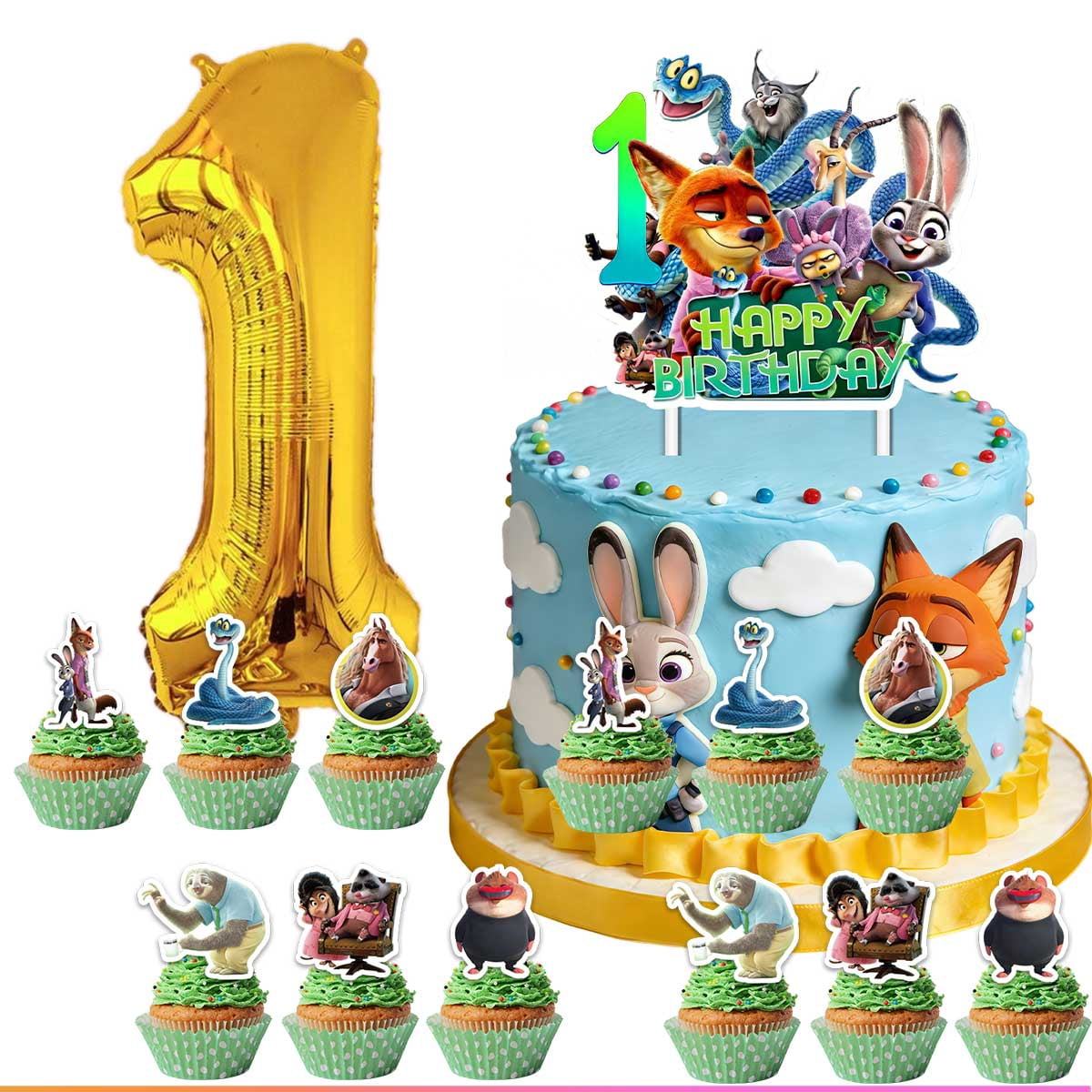 Zootopia 2 1st Party Supplies Decoration Cake Topper Cupcake Big Number ...