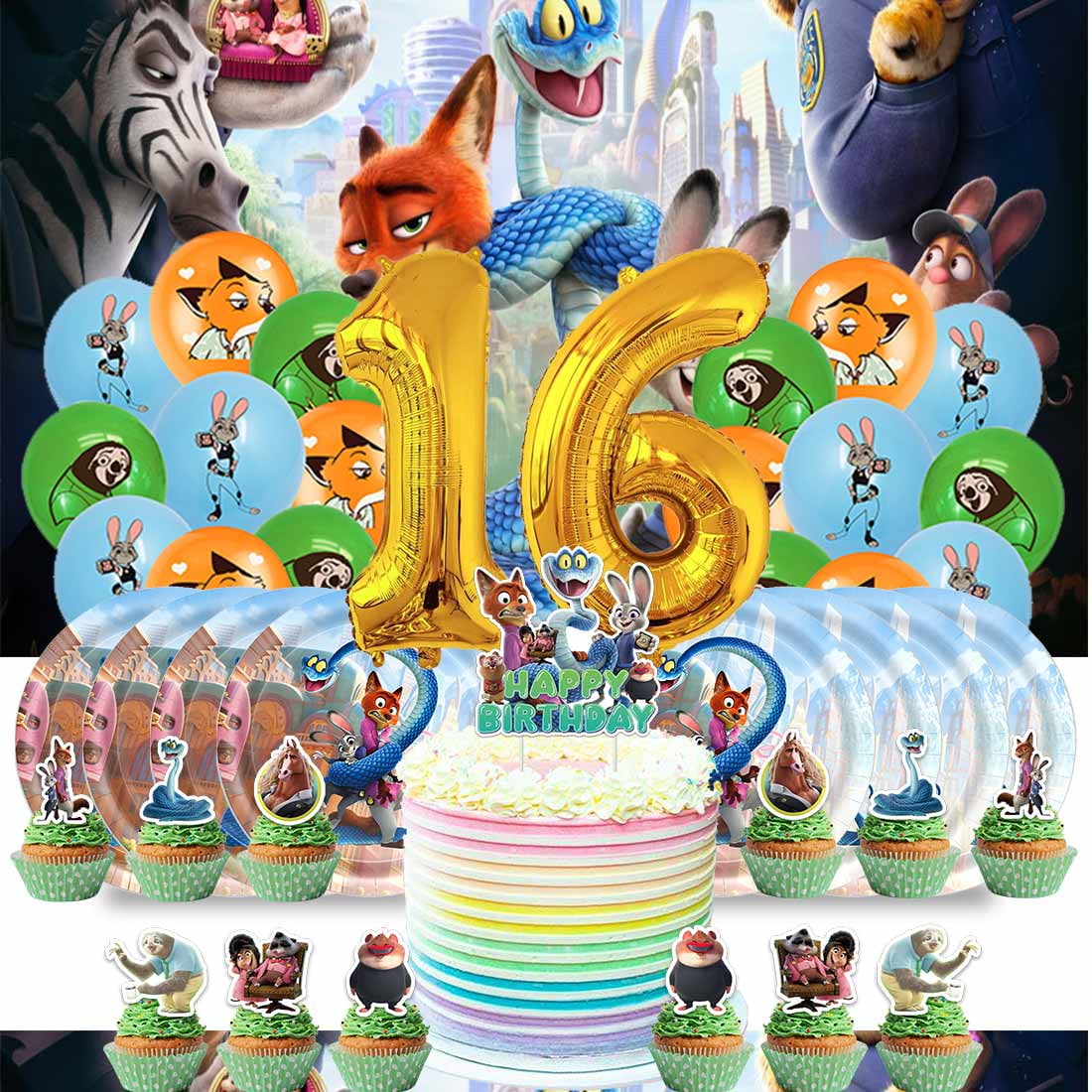 Zootopia 2 Zootropolis Balloons Party Supplies 16th Decor Tableware ...