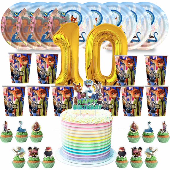 Zootopia 2 Zootropolis Birthday 10th Cups Party Supplies Plates Fans ...