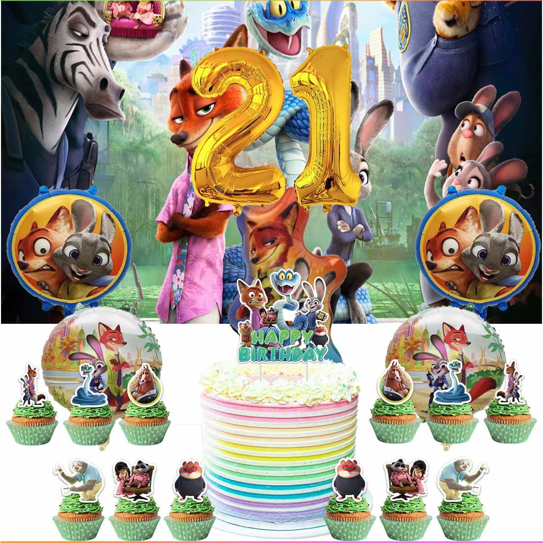 Zootopia 2 Zootropolis Party Supplies Decor 21th Kit Balloons Birthday ...