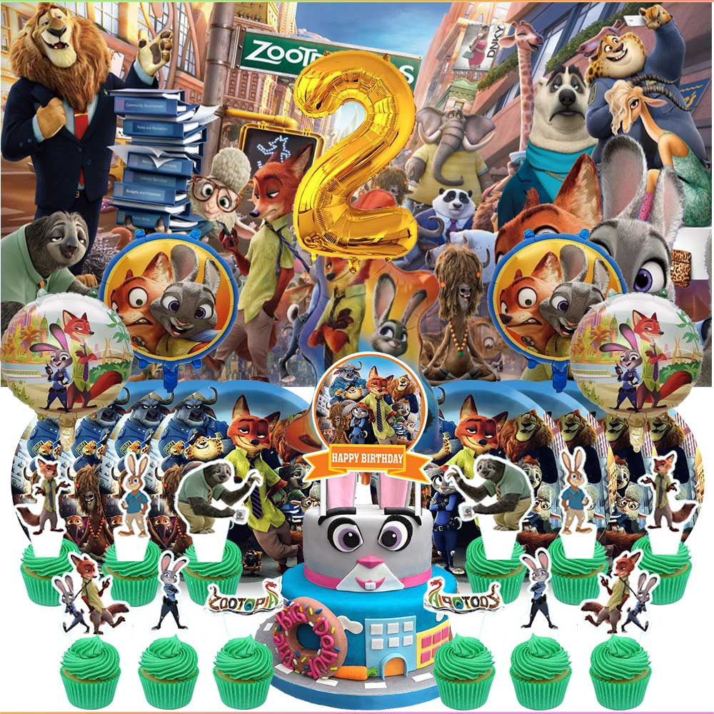 Zootopia 2nd Tableware Balloons Cake Toppers Backdrop Banner Supplies ...
