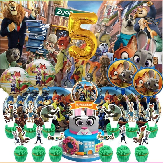 Zootopia 5th Tableware Balloons Cake Toppers Backdrop Banner Supplies ...