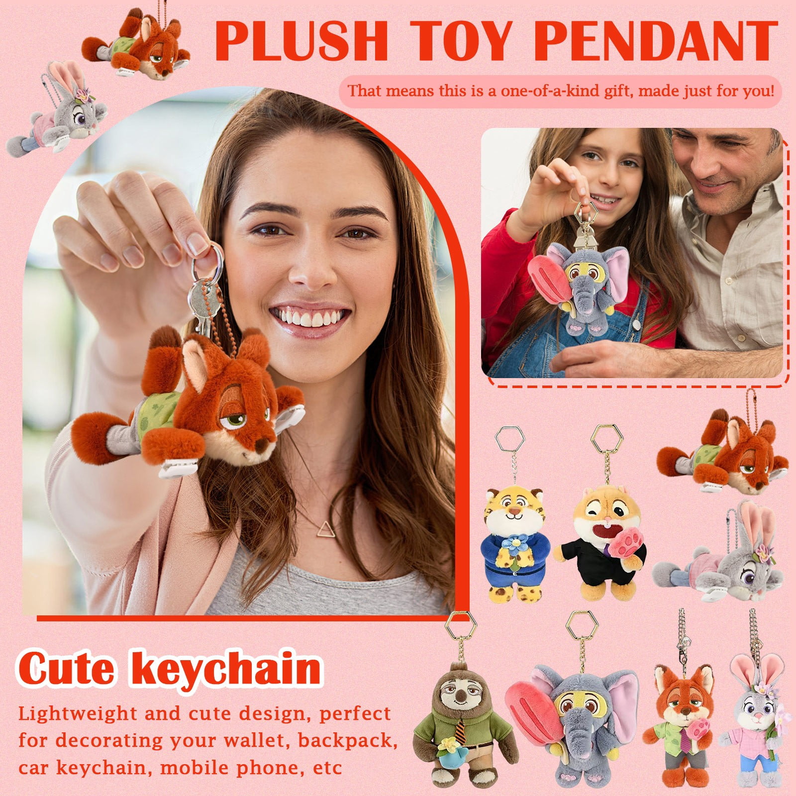 Zootopia 8PC Plush Keychain: Adorable Yellow Stuffed Animal Keychain ...