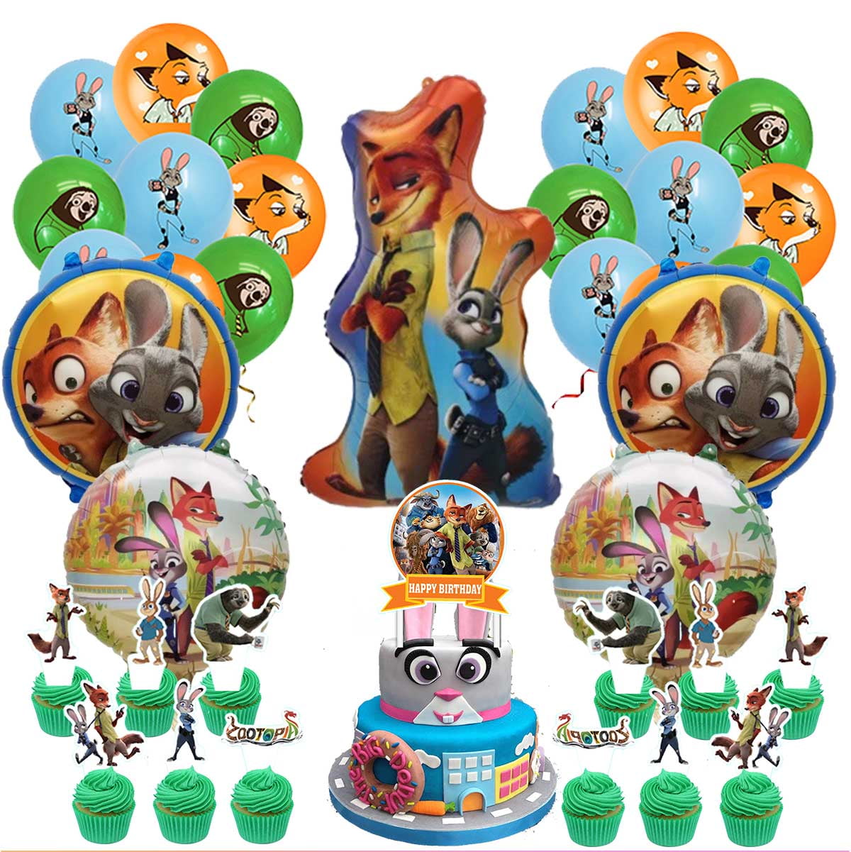 Zootopia Balloons Cake Topper Party Supplies Birthday Set Decorations ...