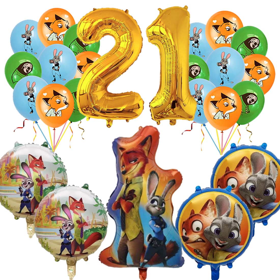 Zootopia Balloons Party Supplies 21th Big Number Decorations Decor Kit ...
