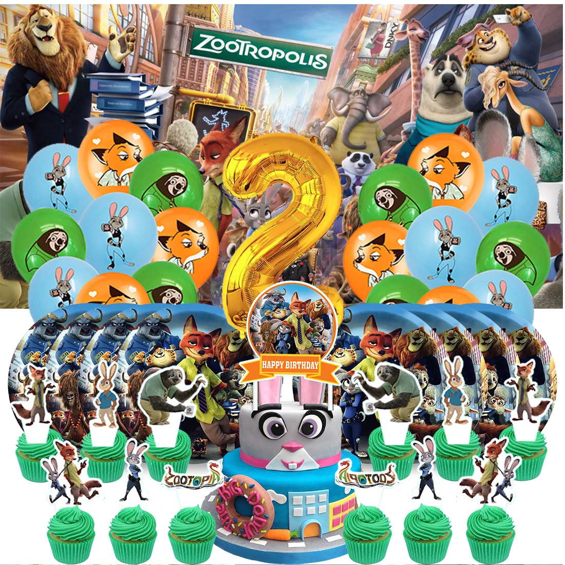 Zootopia Balloons Party Supplies 2nd Decor Tableware Birthday Cake ...