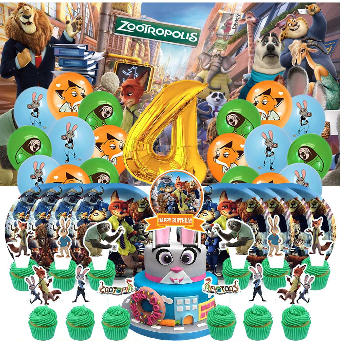 Zootopia Balloons Party Supplies 4th Decor Tableware Birthday Cake ...
