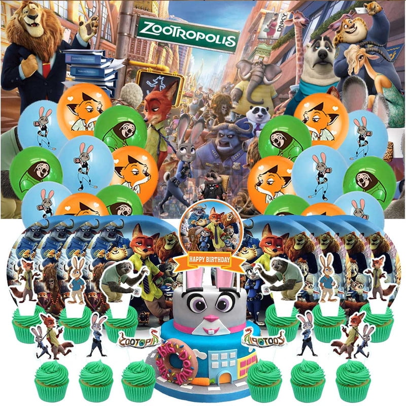 Zootopia Birthday Party Supplies Balloons Plates Decoration Cake Topper ...