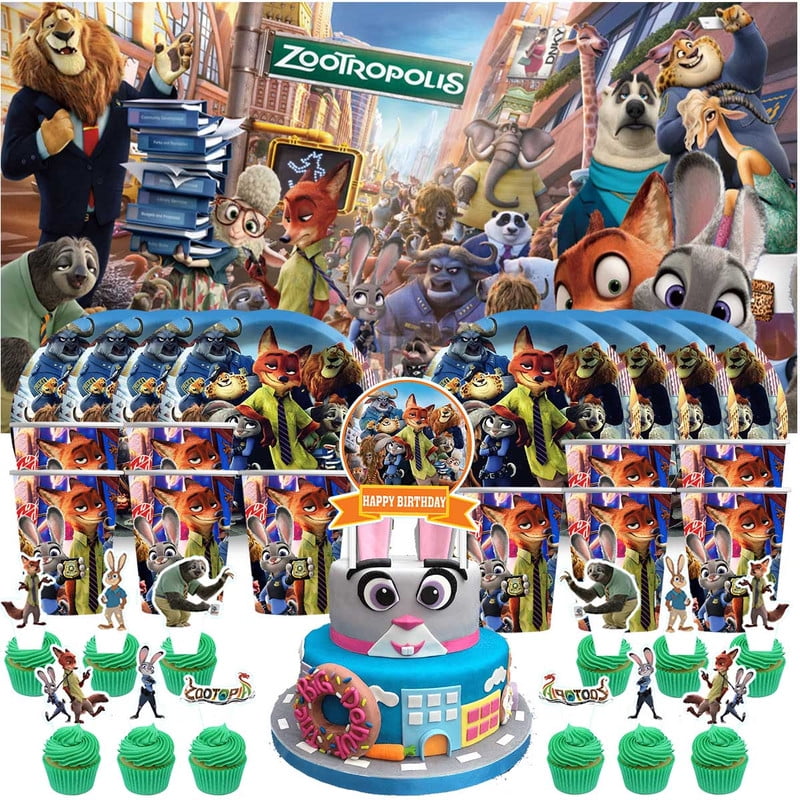 Zootopia Birthday Cups Party Supplies Decor Backdrop Plates Fans ...