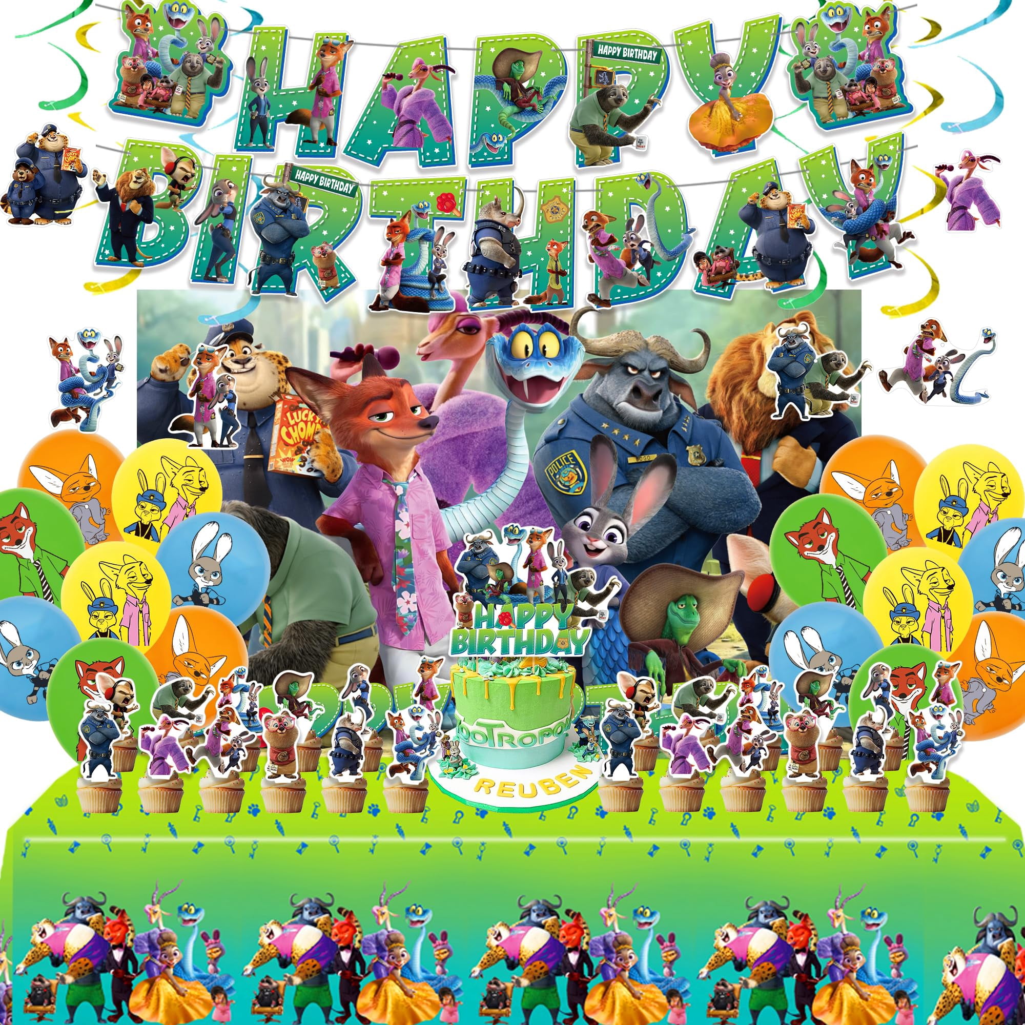 Zootopia Birthday Party Decorations Set - 1 Backdrop (39" 59"), 1 Big ...