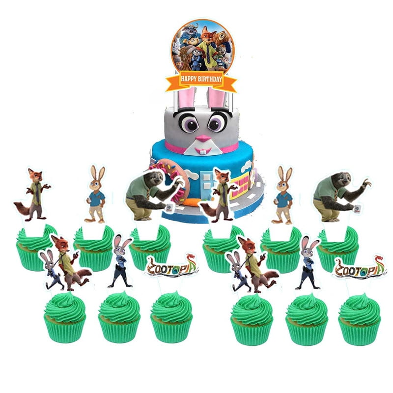Zootopia Cake Topper Cupcake Set Party Supplies Decoration Birthday ...
