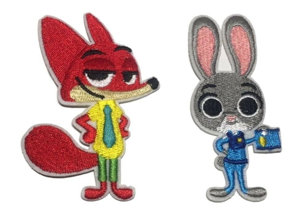 Zootopia Nick and Judy Characters 3 1/2 Inches Iron On Patch Set of 2 ...