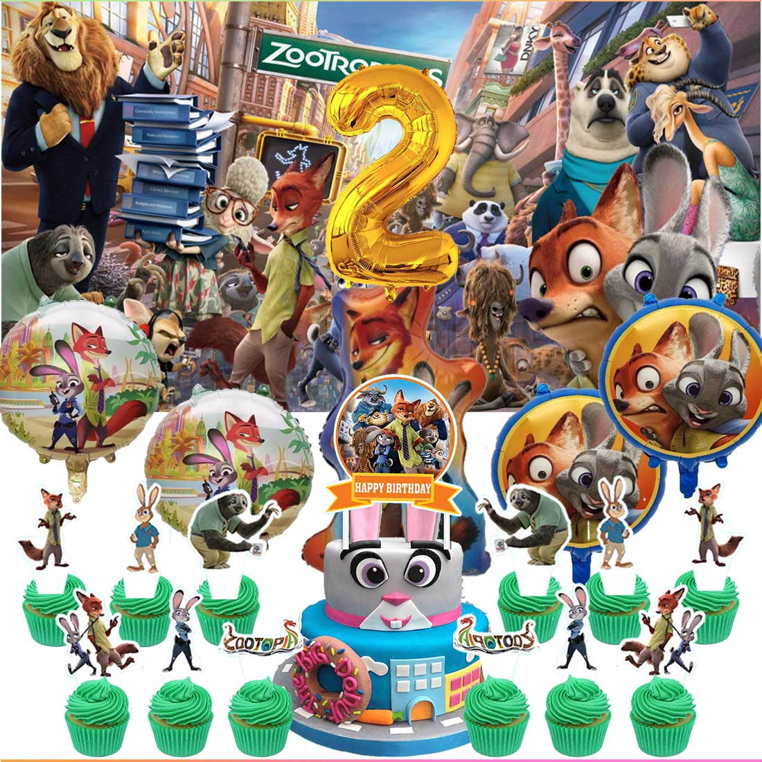 Zootopia Party Supplies Decor 2nd Kit Balloons Birthday Cake Topper ...