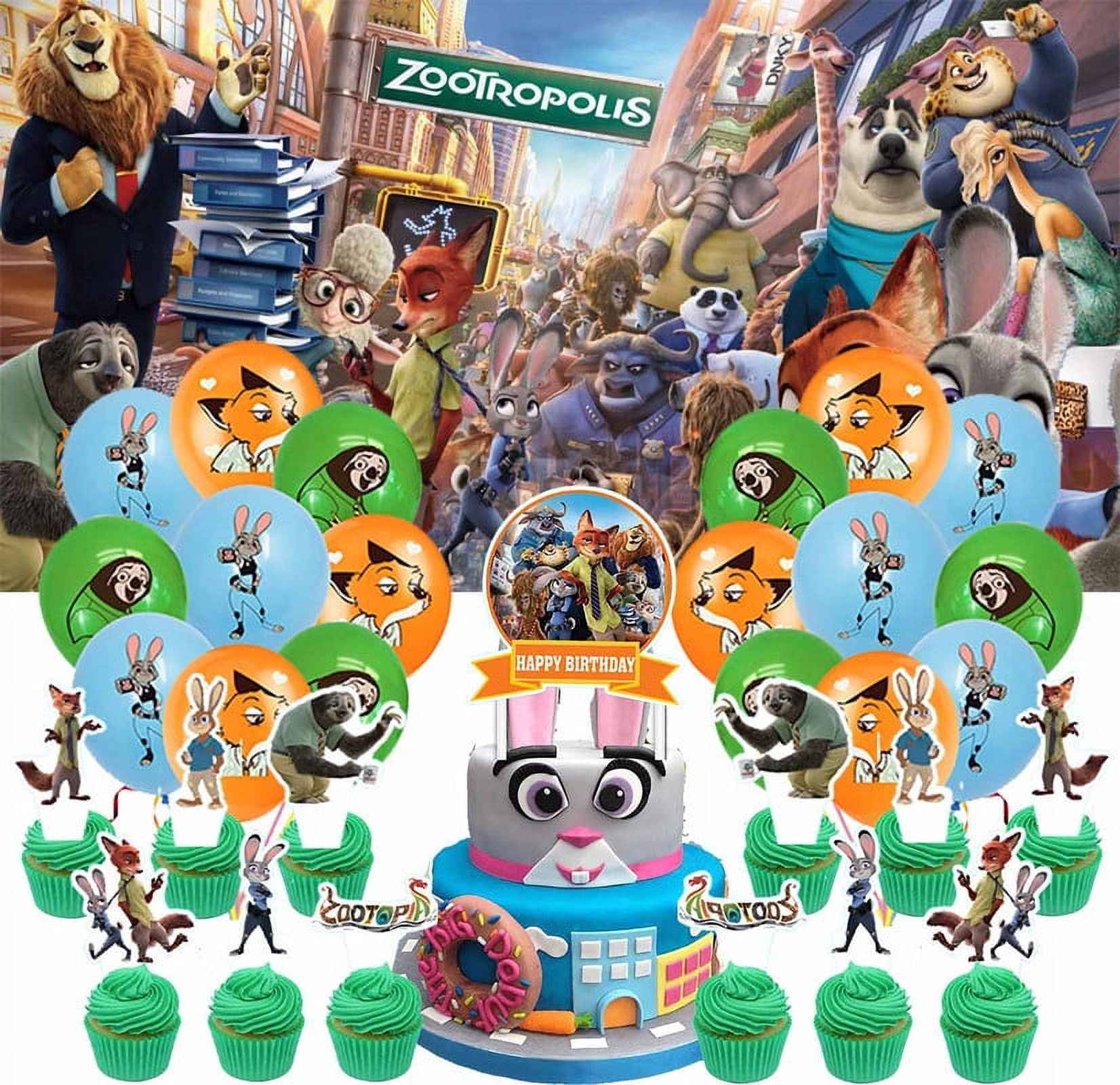 Zootopia Party Supplies Decor Kit Latex Balloons Birthday Cake Topper ...