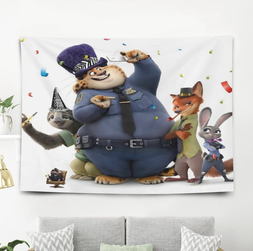 Zootopia Pattern Wall Hanging 50*60 Inches High-Quality Peach Skin ...