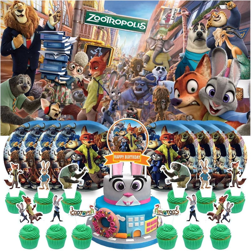 Zootopia Plates Birthday Supplies Decorations Decor Backdrop Banner ...