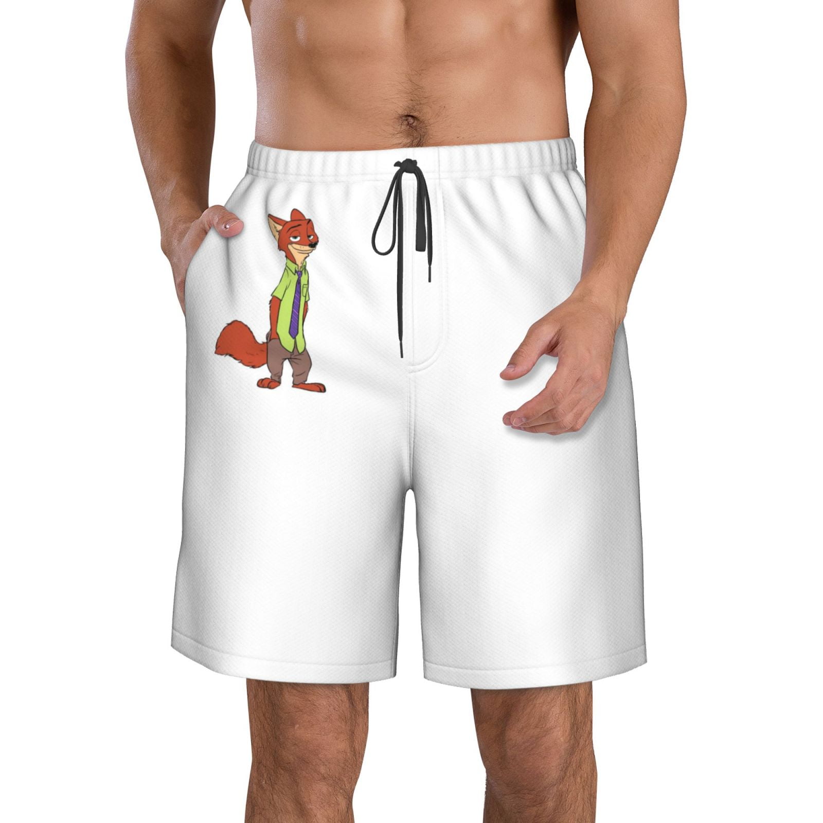 Zootopia Summer Beach Sign Mens Swim Trunks Quick Dry Board Shorts With ...