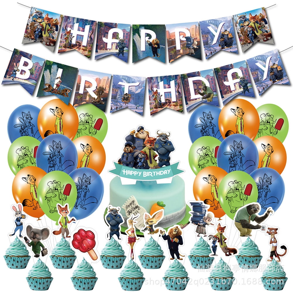 Zootopia Theme Birthday Party Decoration Set Crazy Animal City Banner ...