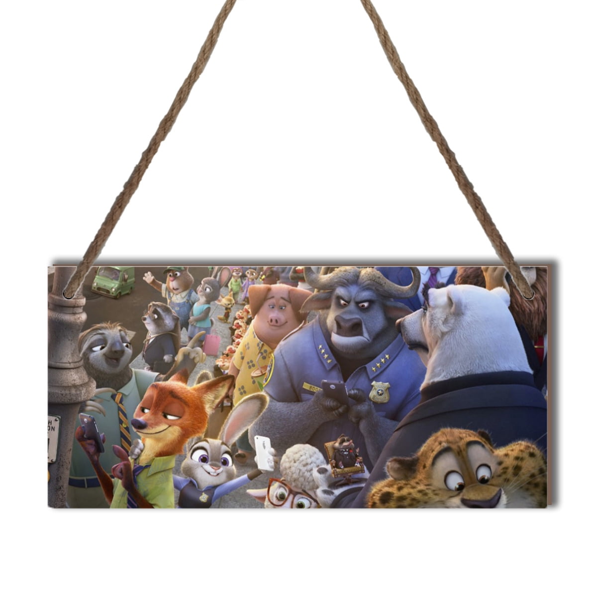 Zootopia Wooden Sign Square Wooden Door Panel Decoration 10.8x3.9 Inch ...