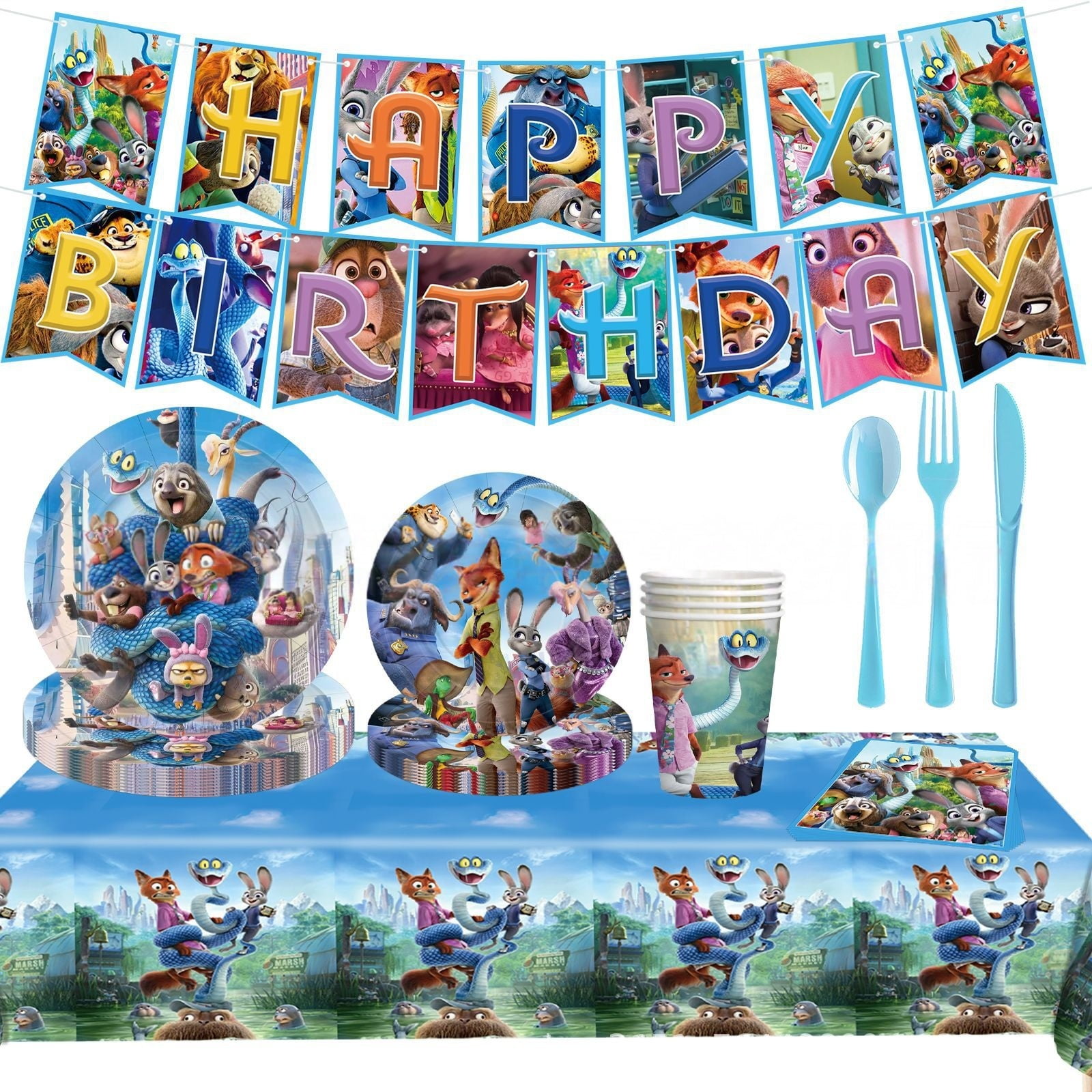 Zootopia birthday party decorations include Zootopia birthday banners ...