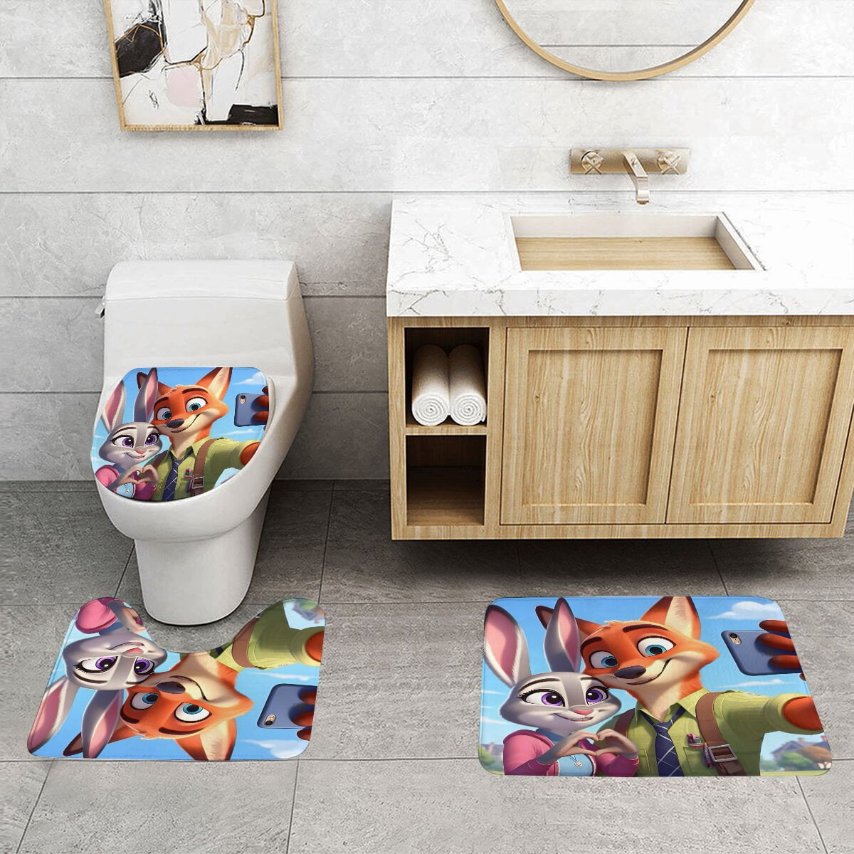 Zootopia floor mat and toilet set is durable, machine washable, and ...