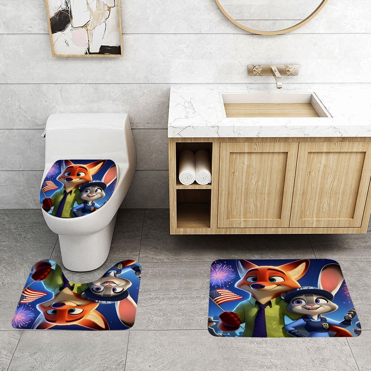 Zootopia floor mat and toilet set is durable, machine washable, and ...