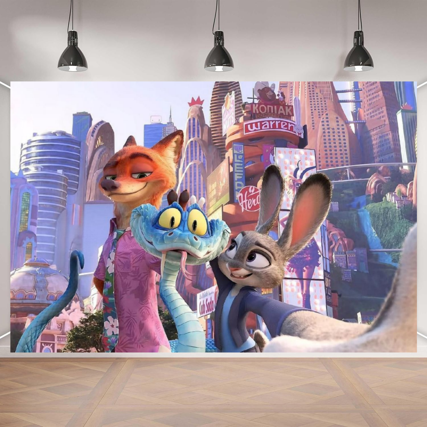 Zootopia theme party birthday background, polyester fiber fabric ...