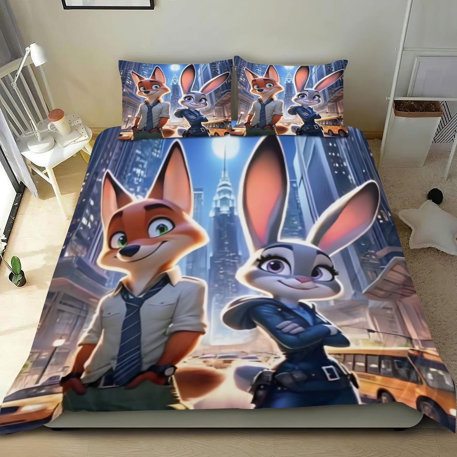 Zootopia* thin bedding set has an iconic print,One duvet cover and two ...