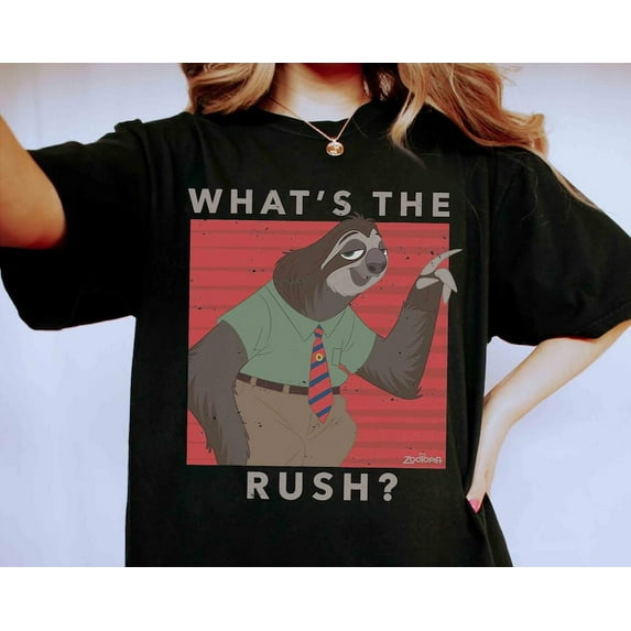 Zootopiaa Flashh What’s The Rush Graphic T-Shirt Sloth Character Retro ...