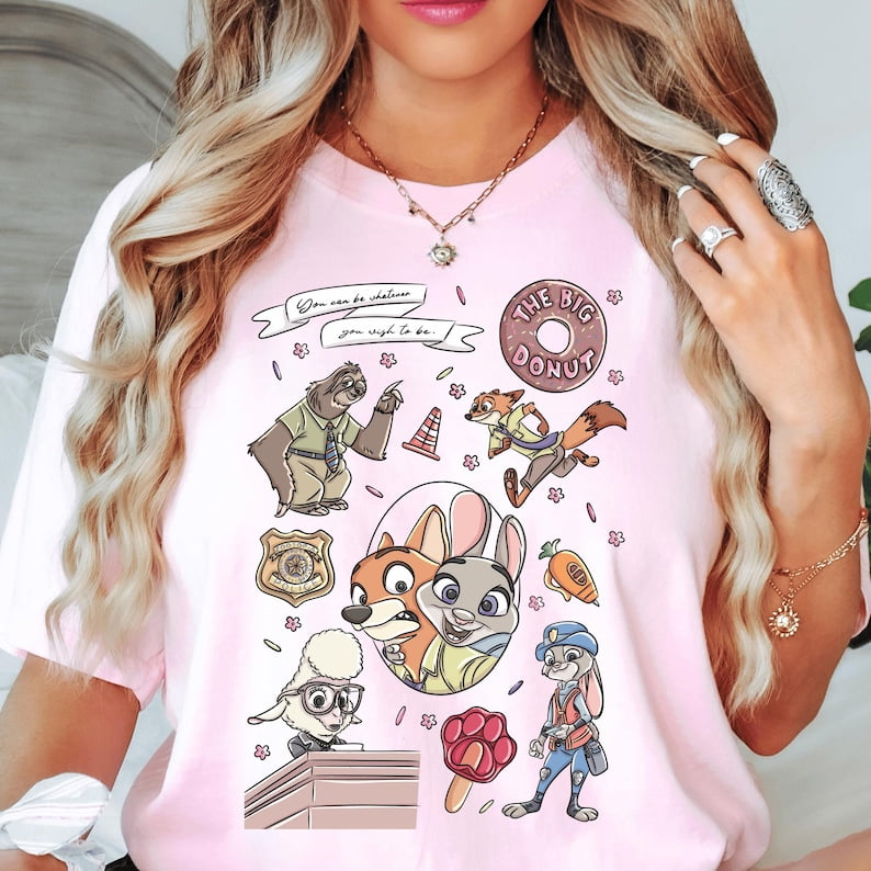 Zootopiaaa Collage Shirt Front Print Judy Hopps Nick Wilde Character ...