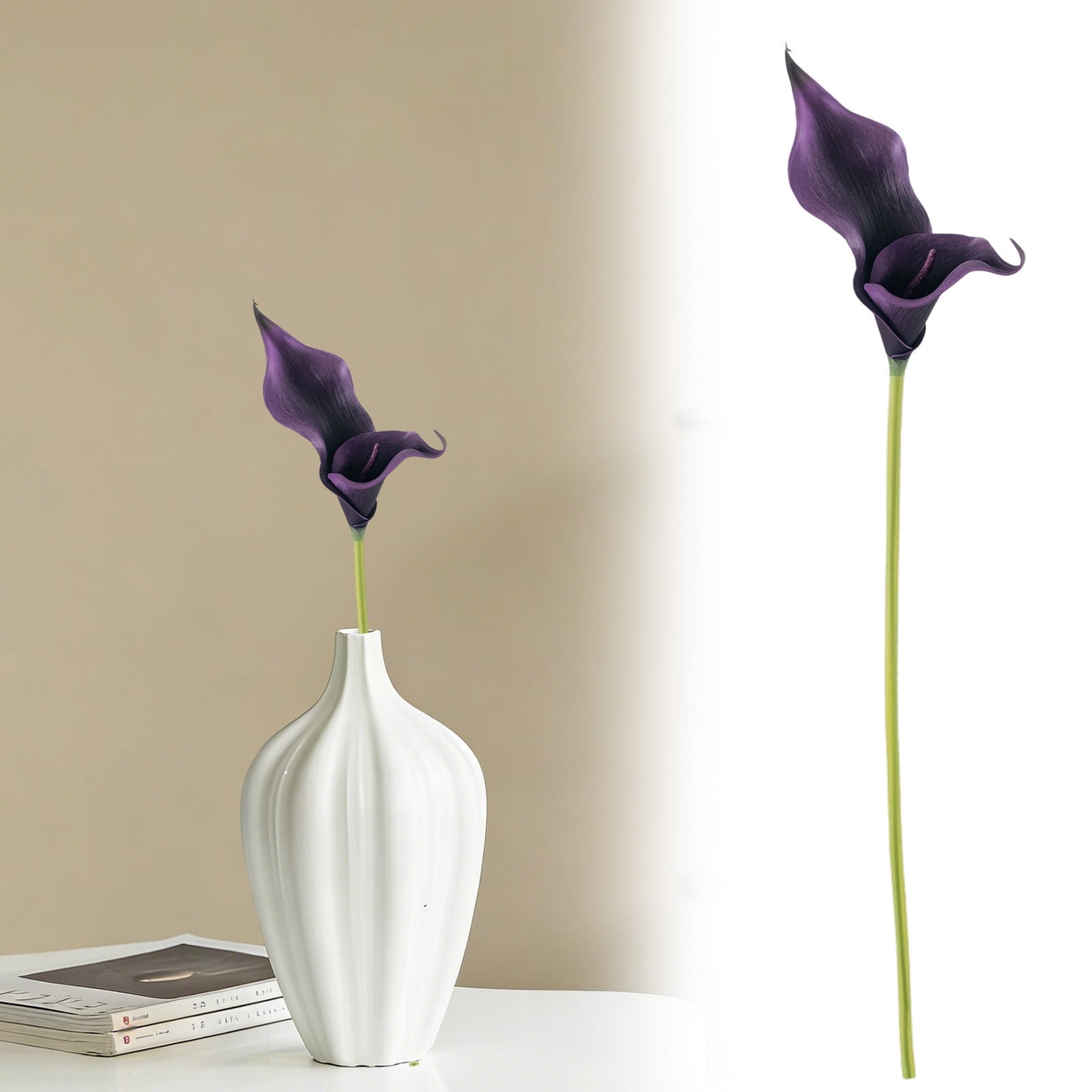 Zoowood Calla Lily Artificial Flowers Real Touch Dark Purple Calla Lily ...